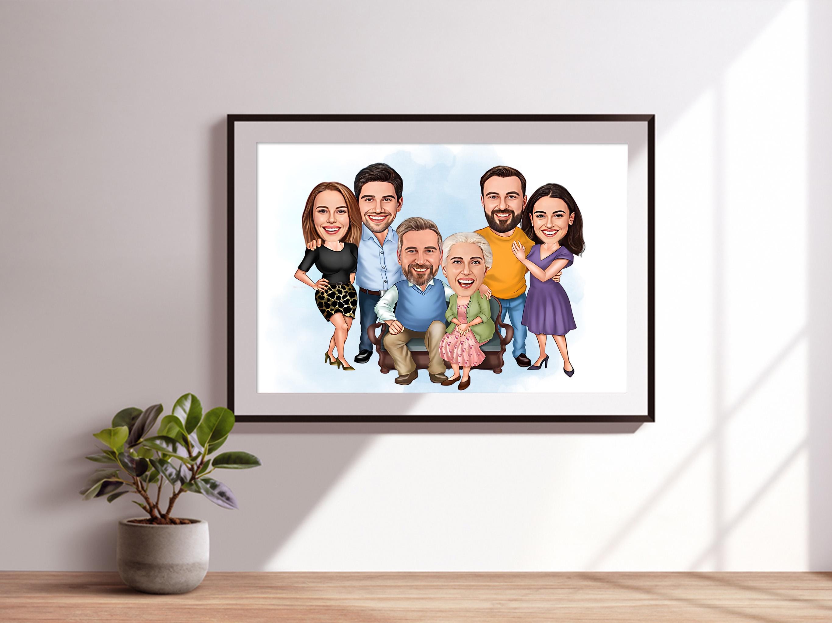 Personalized Family Cartoon Portrait, Custom Family Portrait, Gift for ...