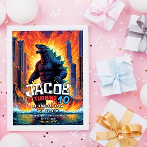 Editable Godzilla Invitation Template,editable Godzilla Birthday ...