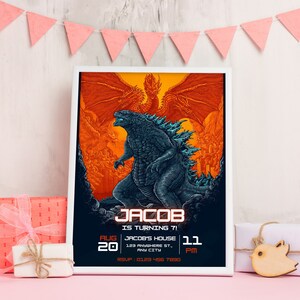 Editable Godzilla Invitation Template,editable Godzilla Birthday ...