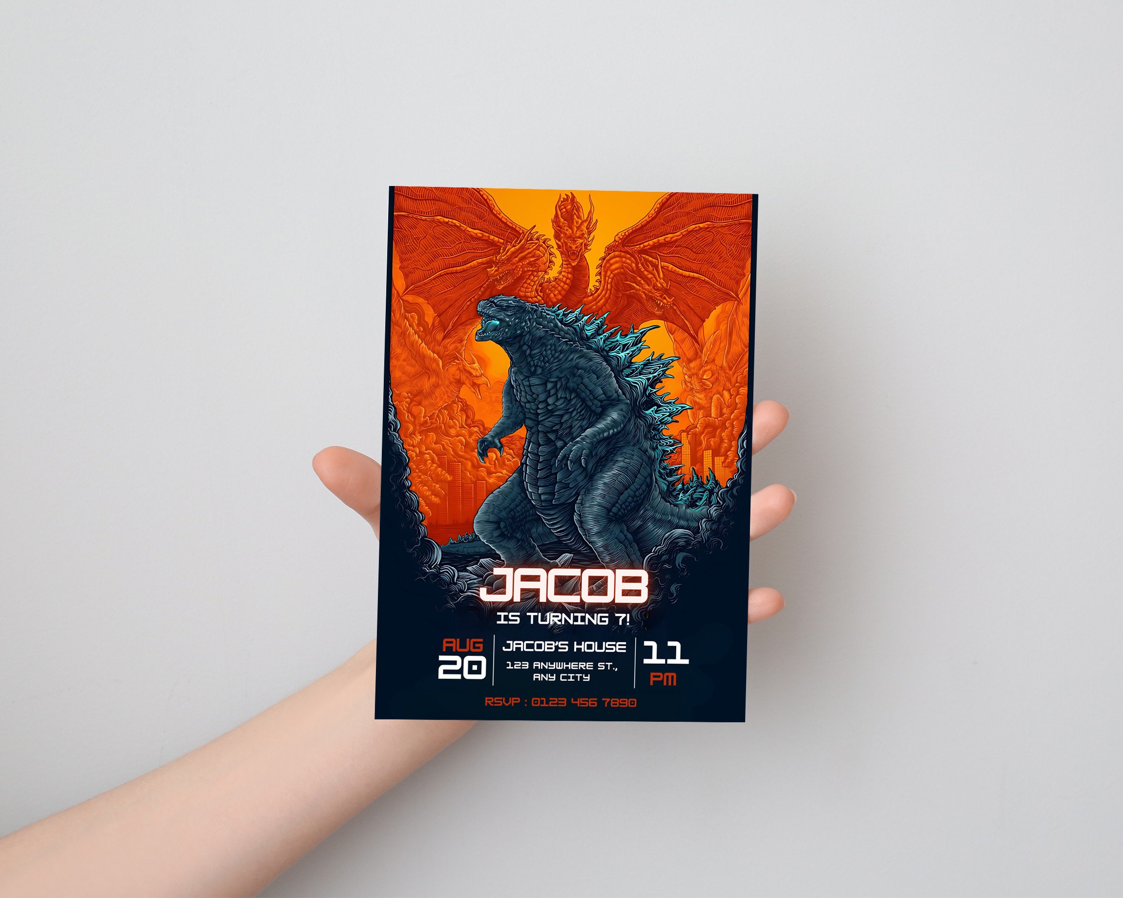 Editable Godzilla Invitation Template,editable Godzilla Birthday ...