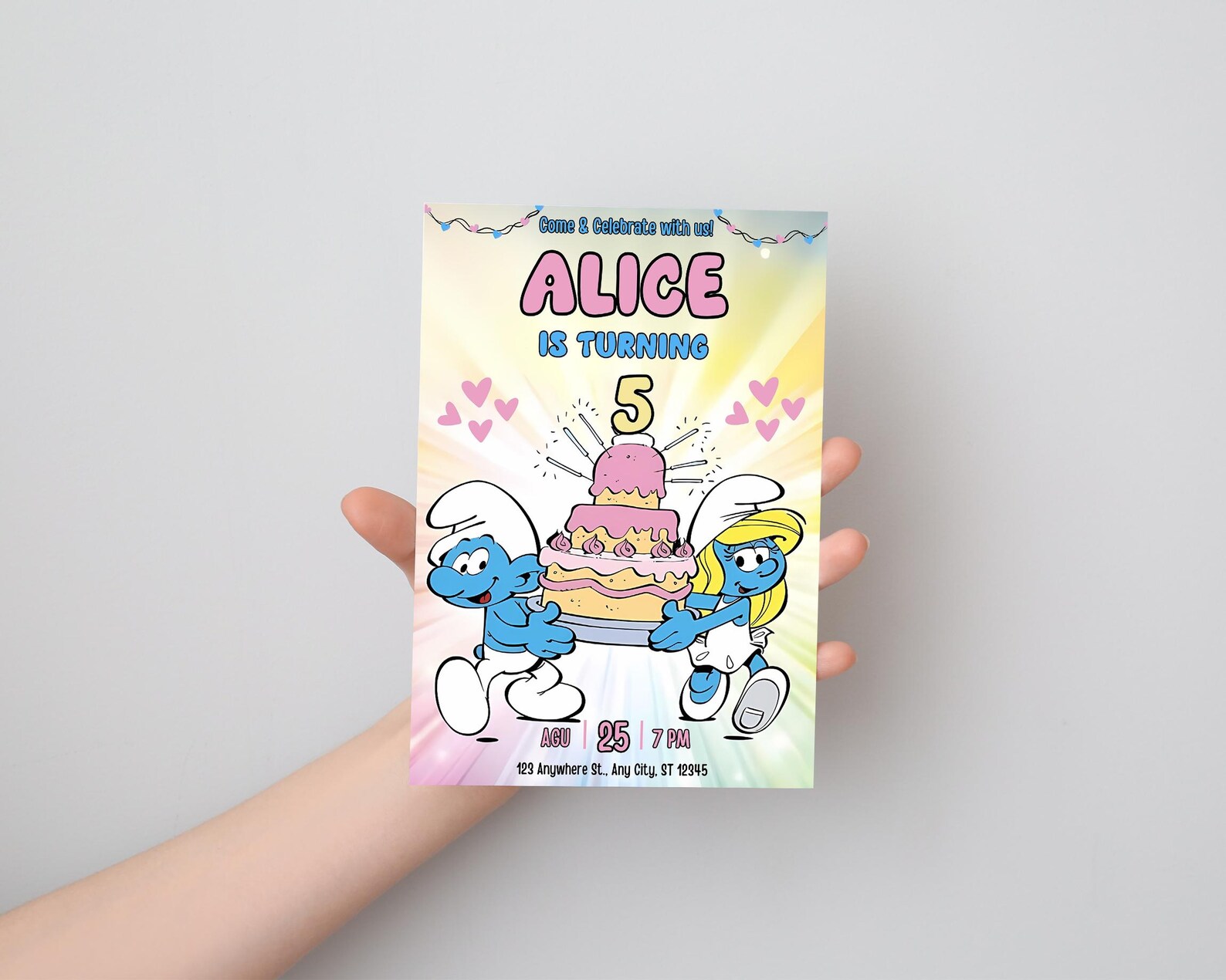 Editable Smurf Birthday Invitation Digital,printable Smurf Birthday ...