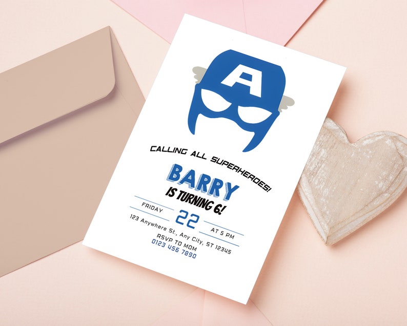Editable Captain Superhero Invitation Template,editable Superhero ...