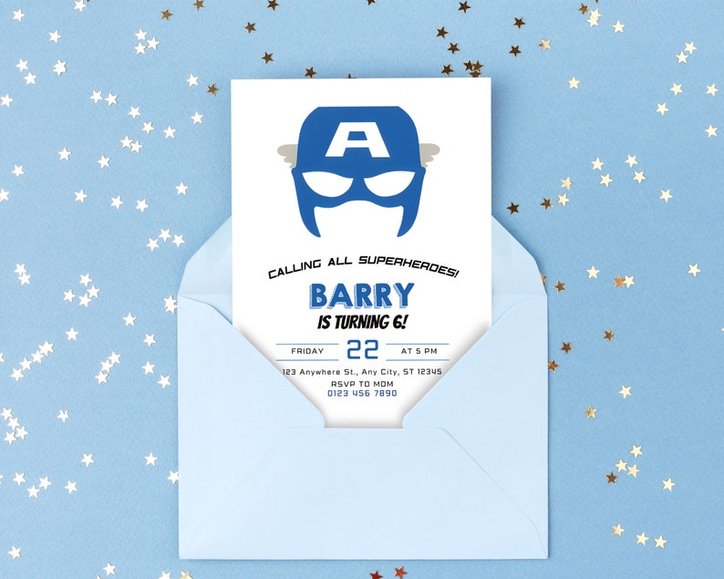 Editable Captain Superhero Invitation Template,editable Superhero ...