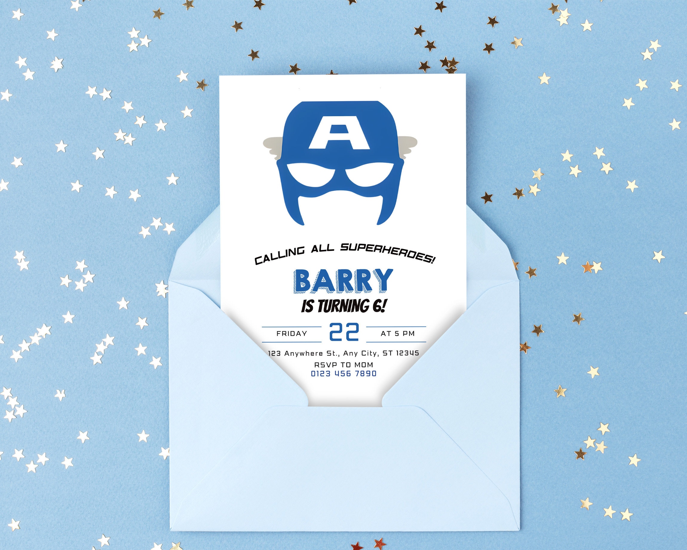 Editable Captain Superhero Invitation Template,editable Superhero ...