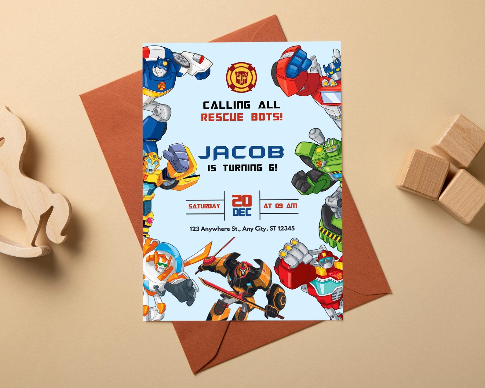 Editable Rescue Bots Birthday Invitation,printable Rescue Bots Birthday ...