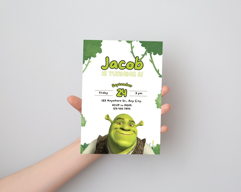 Editable Shrek Birthday Invitation Digital,printable Shrek Birthday ...