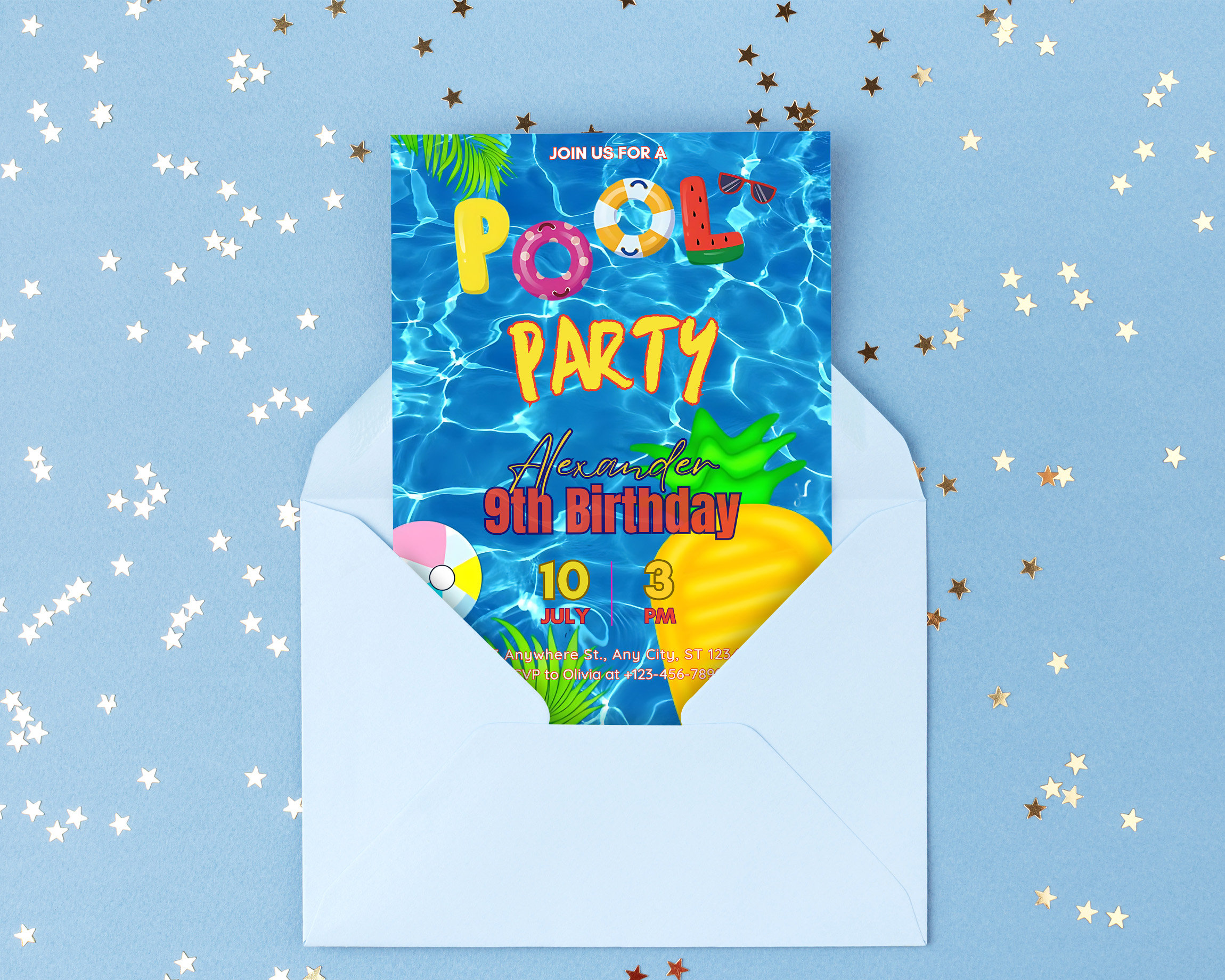 Editable Pool Party Invitation,printable Pool Party Birthday Invitation ...