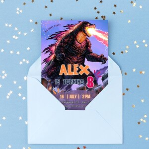 Editable Godzilla Invitation Template,editable Godzilla Birthday ...