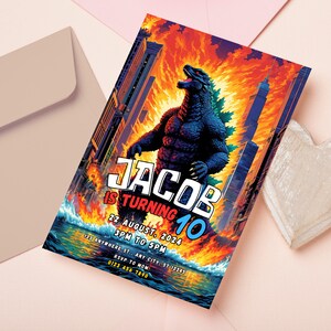 Editable Godzilla Invitation Template,editable Godzilla Birthday ...