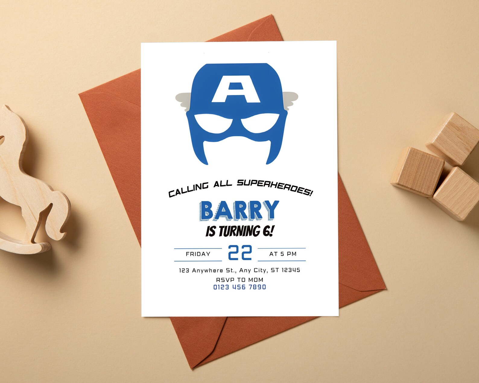 Editable Captain Superhero Invitation Template,editable Superhero ...