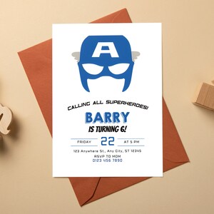 Editable Captain Superhero Invitation Template,editable Superhero ...
