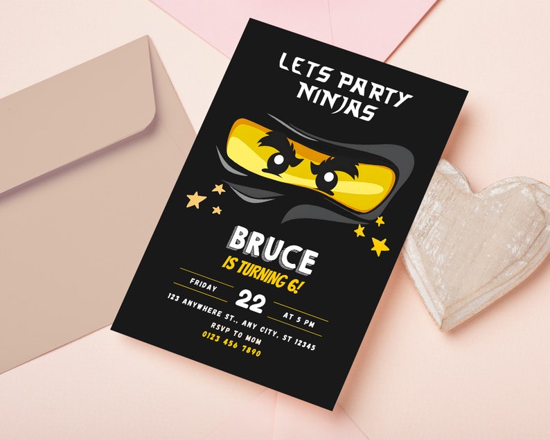 Editable Black Ninja Go Birthday Invitation,printable Birthday ...