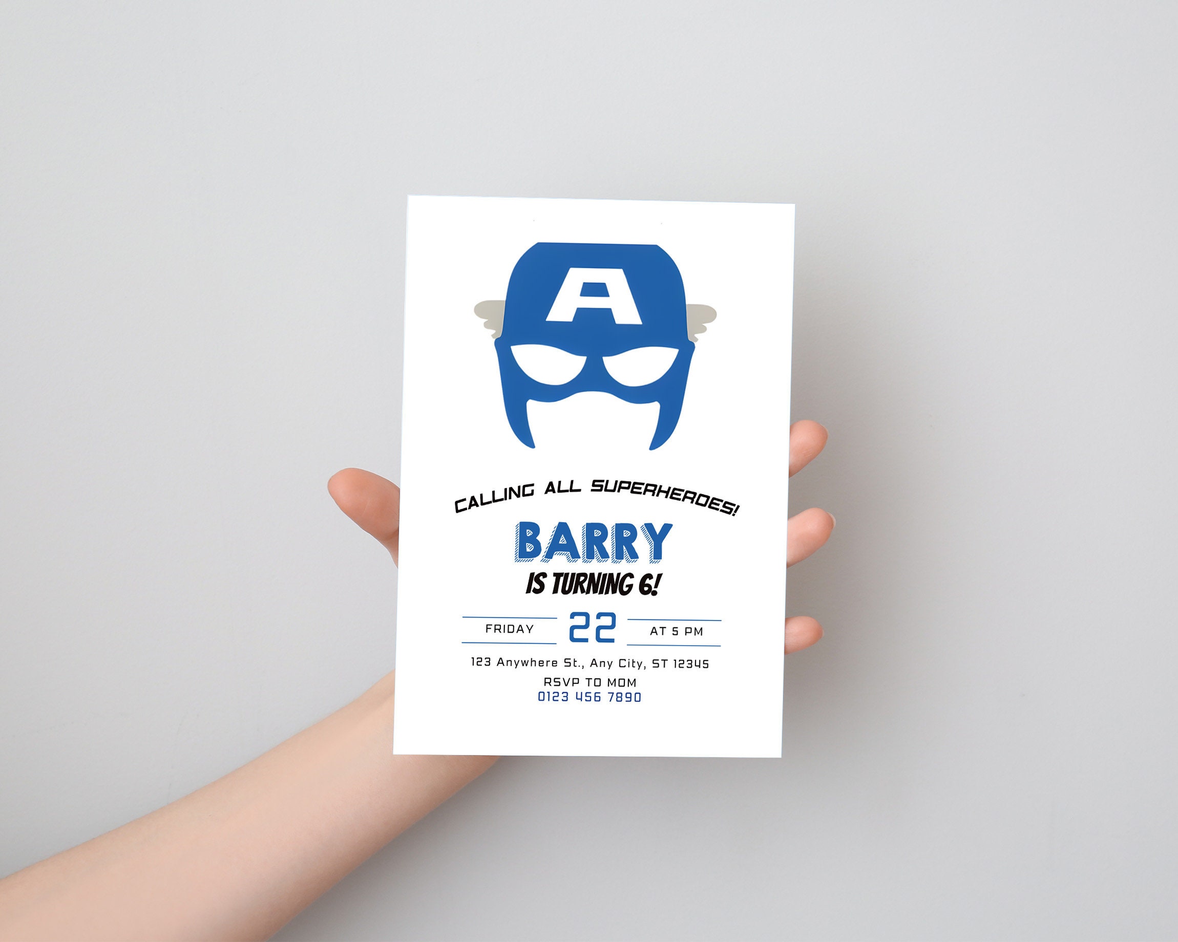 Editable Captain Superhero Invitation Template,editable Superhero ...