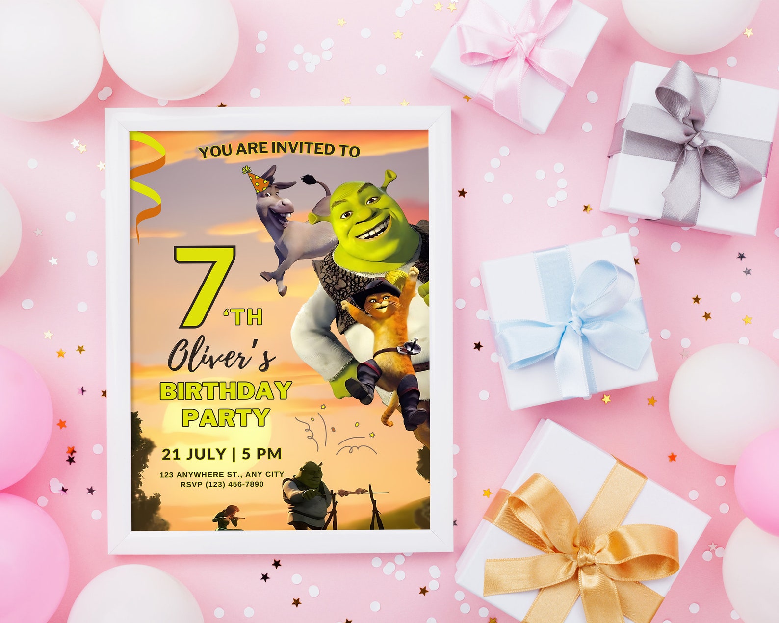 Editable Shrek Birthday Invitation Digital,printable Shrek Birthday ...