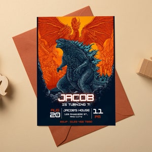 Editable Godzilla Invitation Template,editable Godzilla Birthday ...