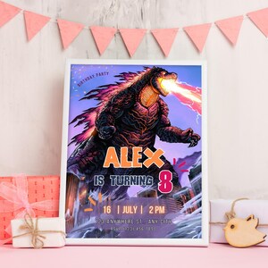 Editable Godzilla Invitation Template,editable Godzilla Birthday ...