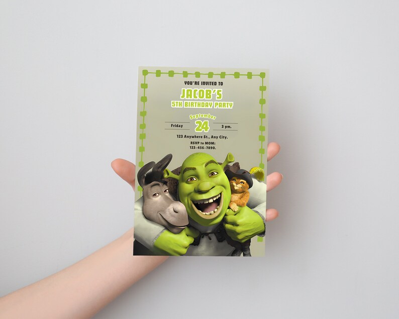 Editable Shrek Birthday Invitation Digital,printable Shrek Birthday ...