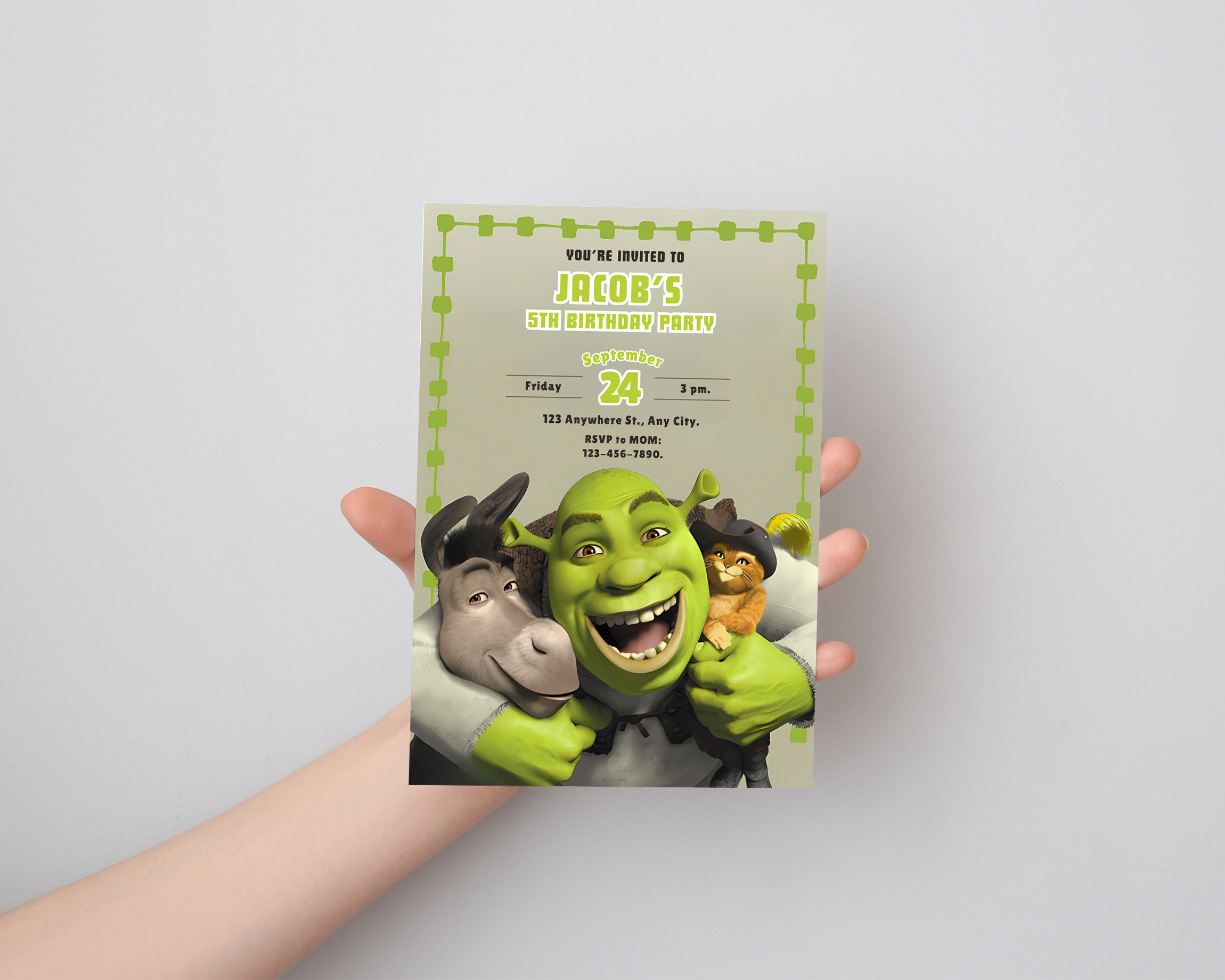 Editable Shrek Birthday Invitation Digital,printable Shrek Birthday ...
