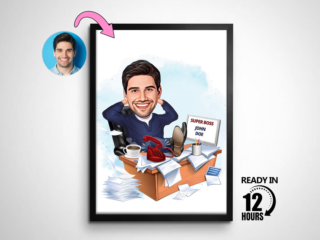 Personalized Boss Cartoon Portrait, Boss Portrait, Custom Boss Drawing ...