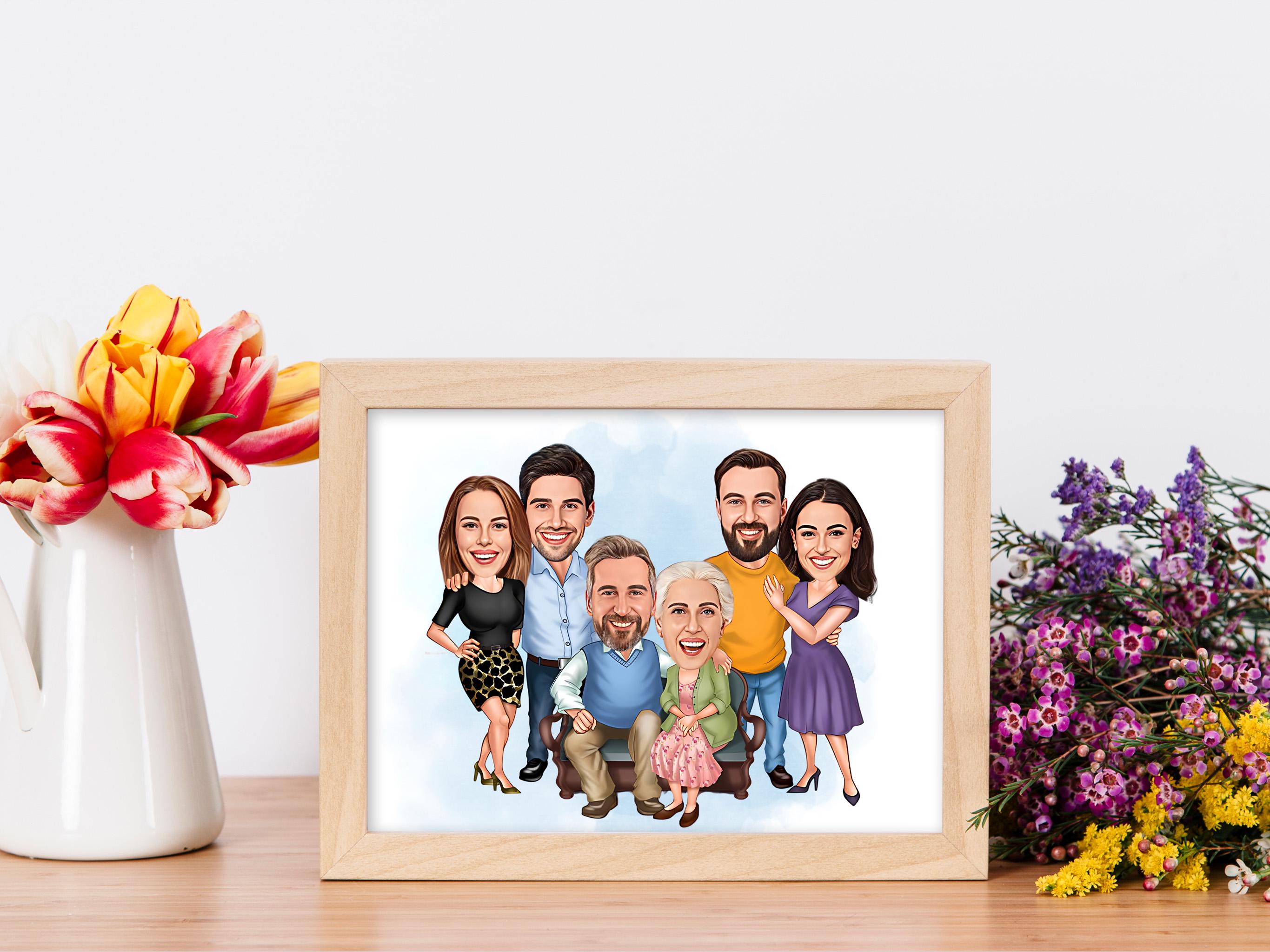 Personalized Family Cartoon Portrait, Custom Family Portrait, Gift for ...
