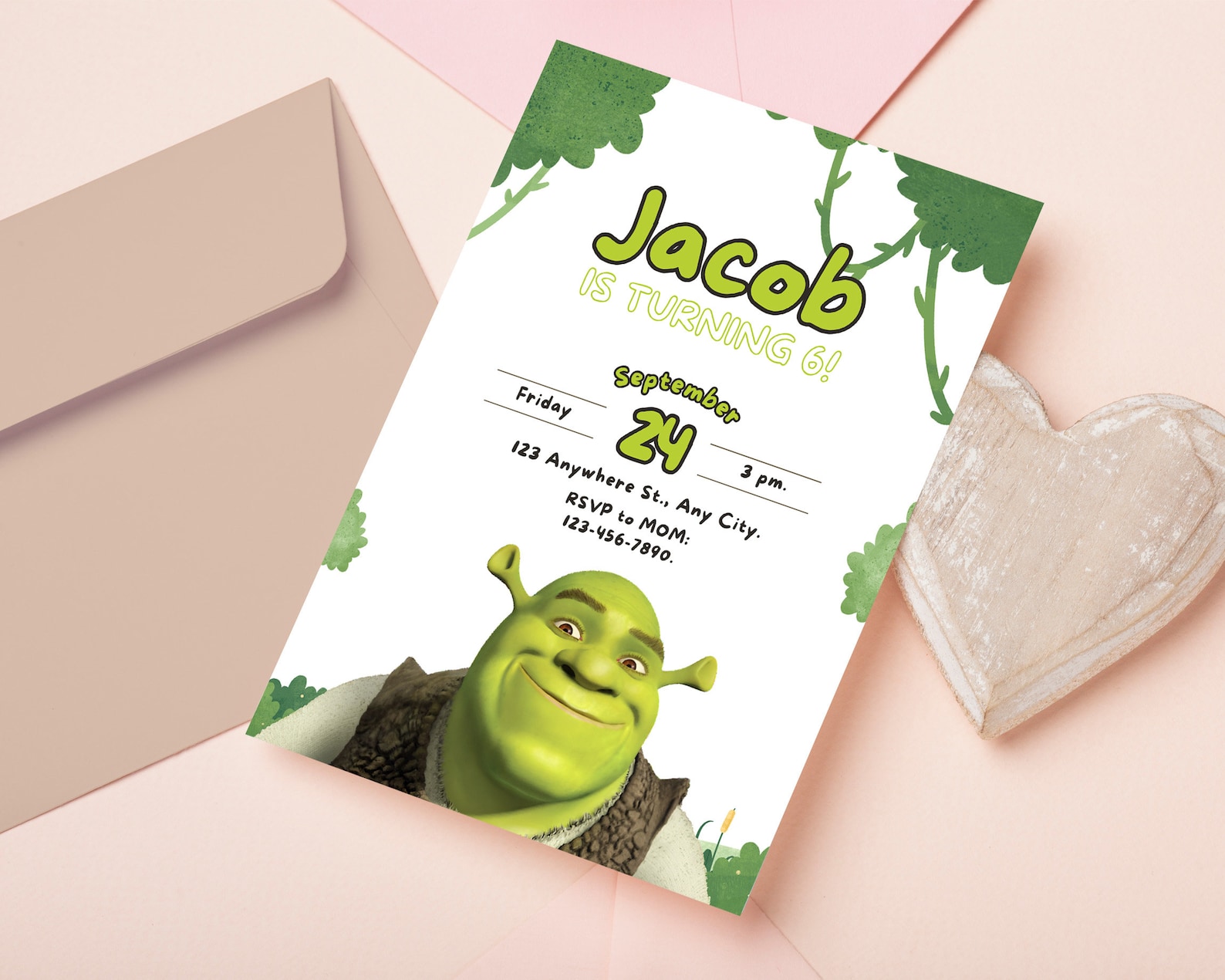 Editable Shrek Birthday Invitation Digital,printable Shrek Birthday ...