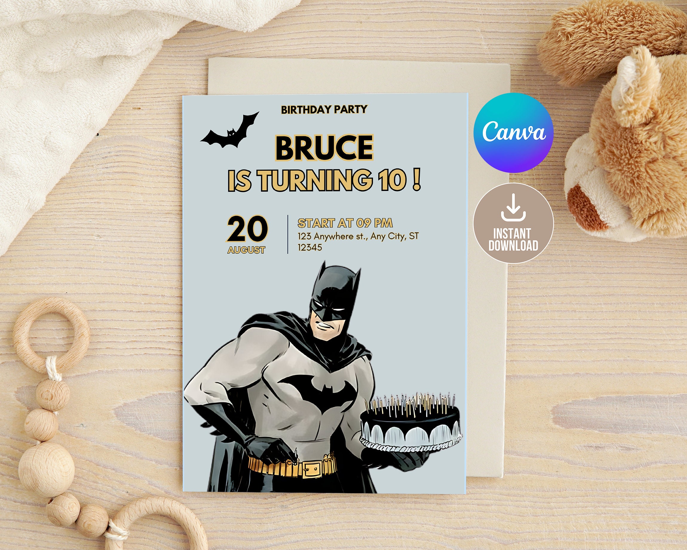 Editable Bat Superhero Invitation Digital,printable Bat Guy Birthday ...
