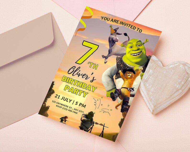 Editable Shrek Birthday Invitation Digital,printable Shrek Birthday ...