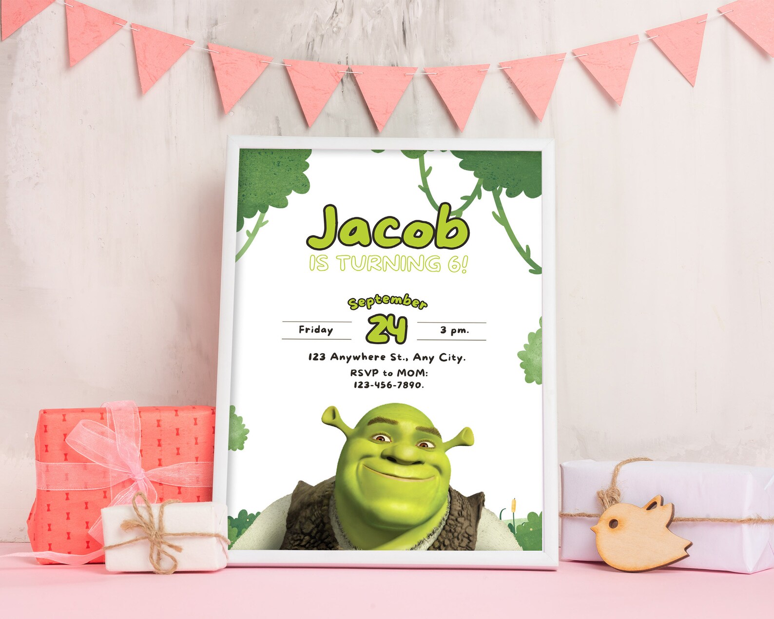 Editable Shrek Birthday Invitation Digital,printable Shrek Birthday ...