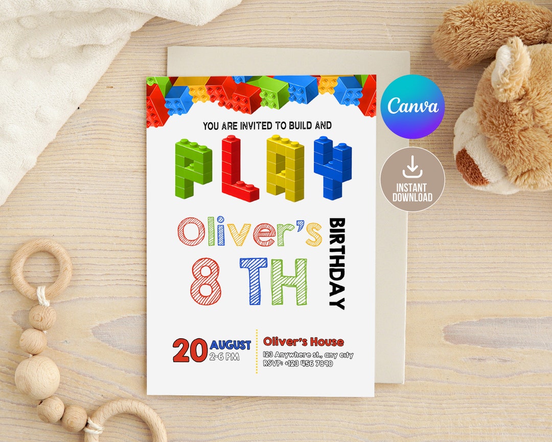 Editable Building Blocks Invitation Digital,printable Building Blocks ...