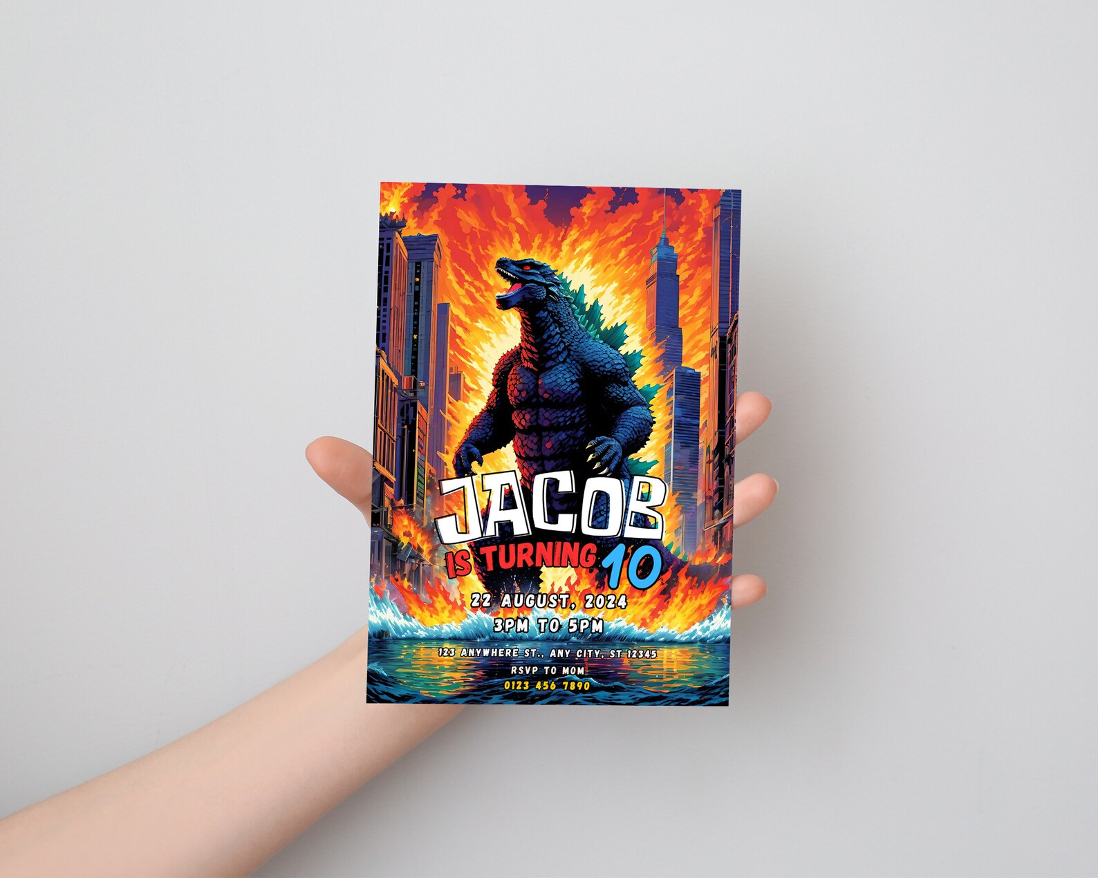 Editable Godzilla Invitation Template,editable Godzilla Birthday ...