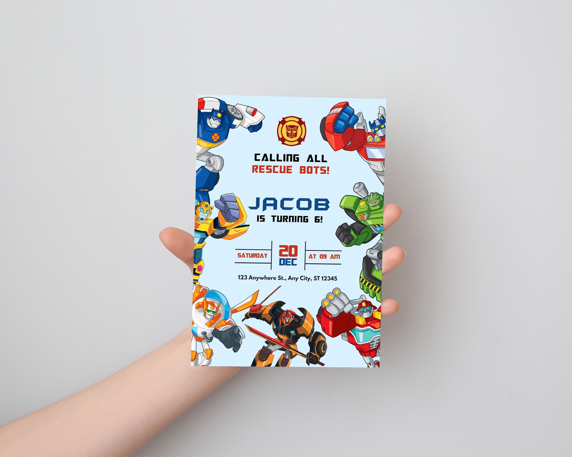 Editable Rescue Bots Birthday Invitation,printable Rescue Bots Birthday ...