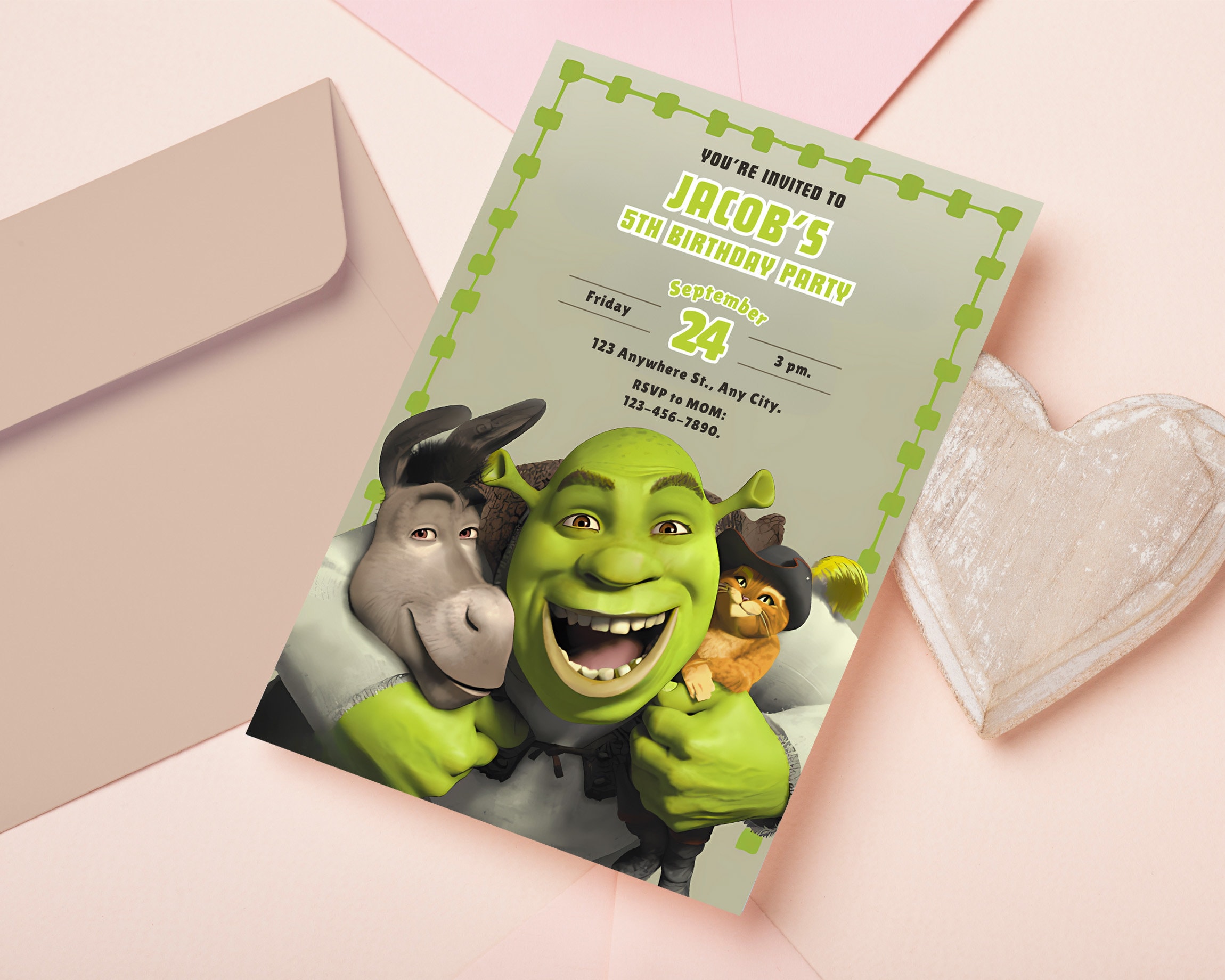 Editable Shrek Birthday Invitation Digital,printable Shrek Birthday ...