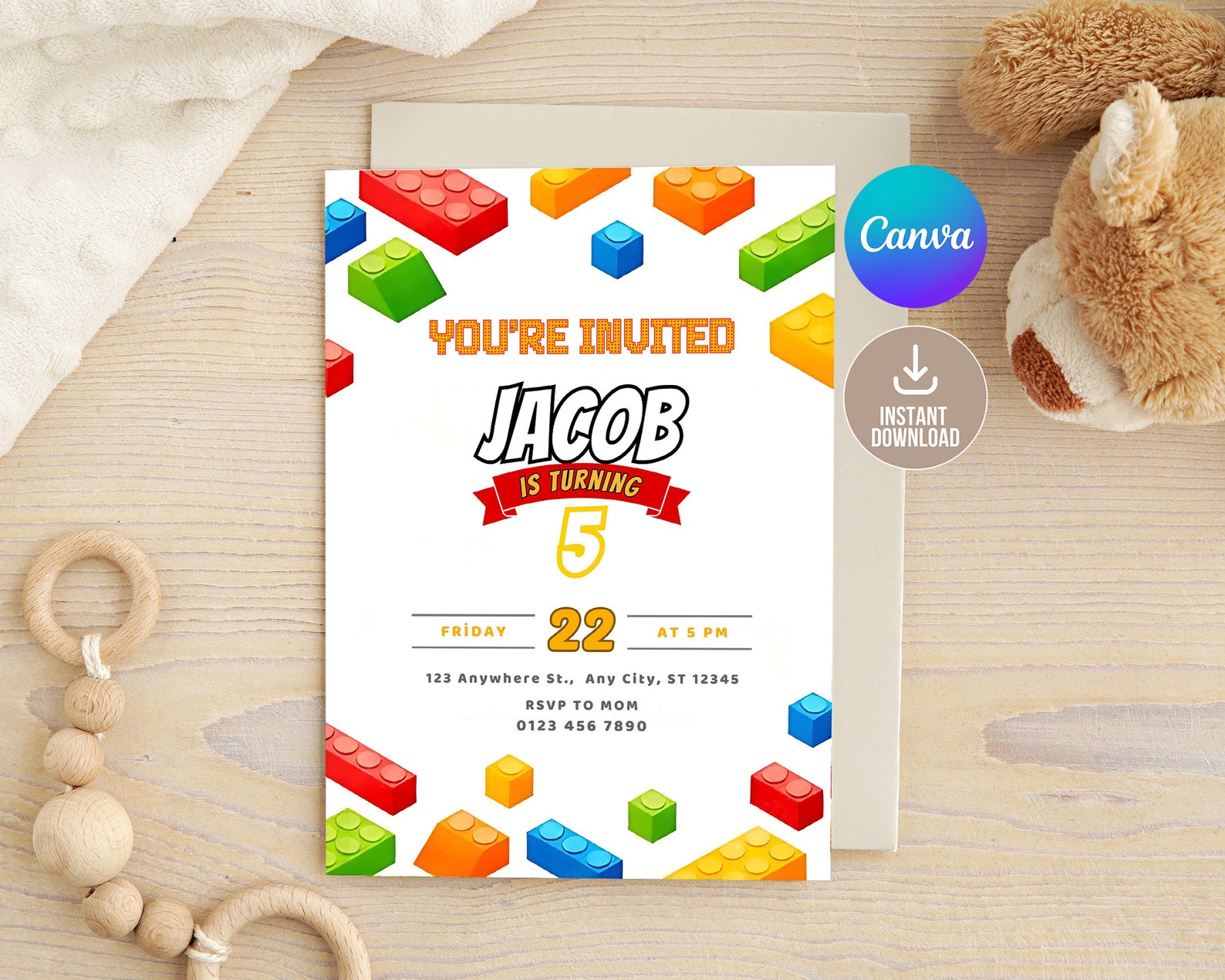 Editable Building Blocks Invitation Digital,printable Building Blocks ...