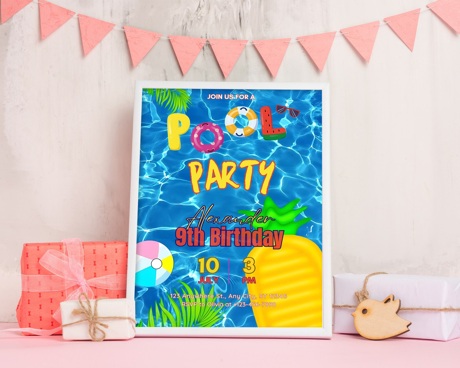 Editable Pool Party Invitation,printable Pool Party Birthday Invitation ...