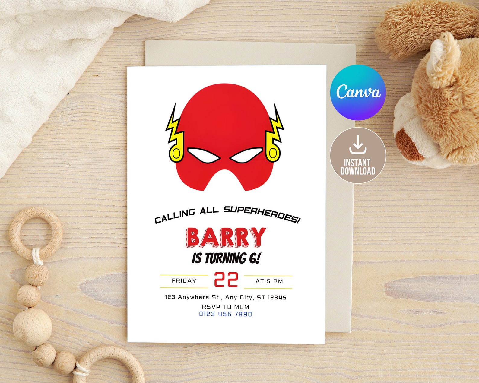 Editable Lightning Superhero Invitation Template,editable Superhero ...