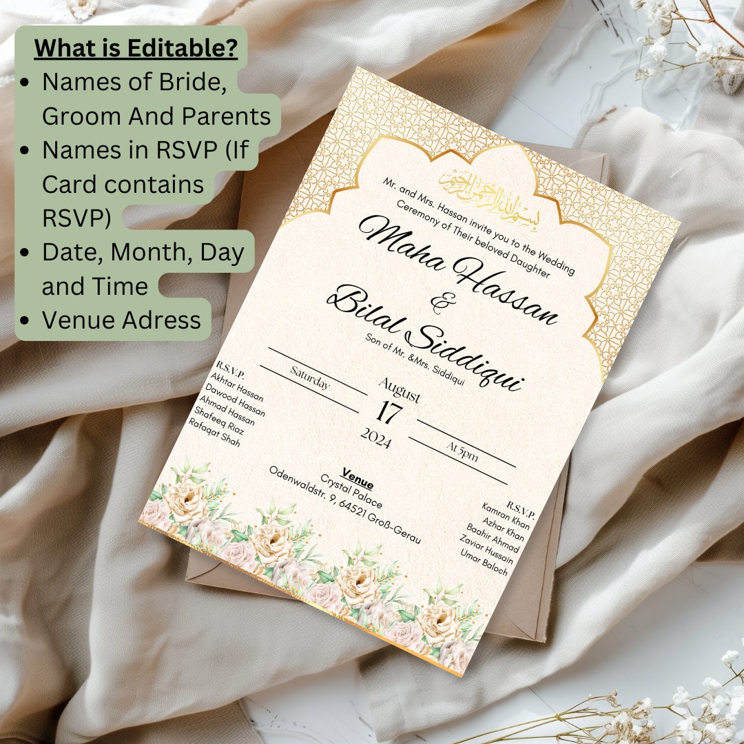 Wedding Card Template, Desi Wedding Card mehak, Digitial Invitation via ...
