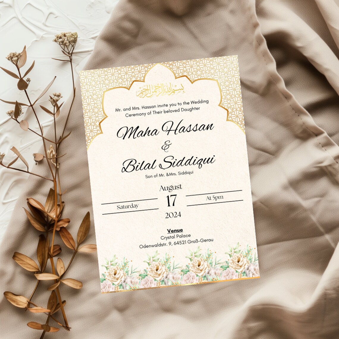 Wedding Card Template, Desi Wedding Card mehak, Digitial Invitation via ...