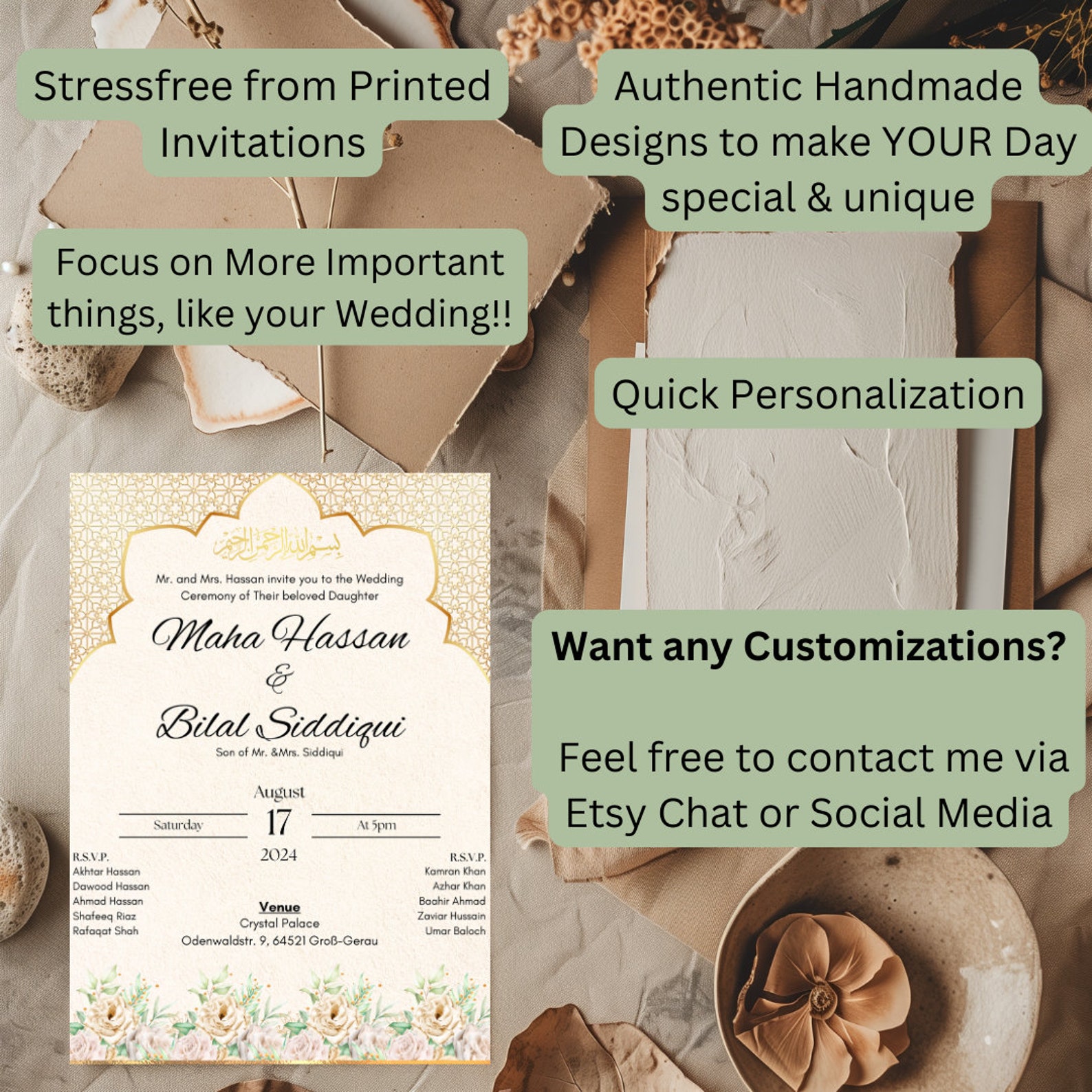 Wedding Card Template, Desi Wedding Card mehak, Digitial Invitation via ...