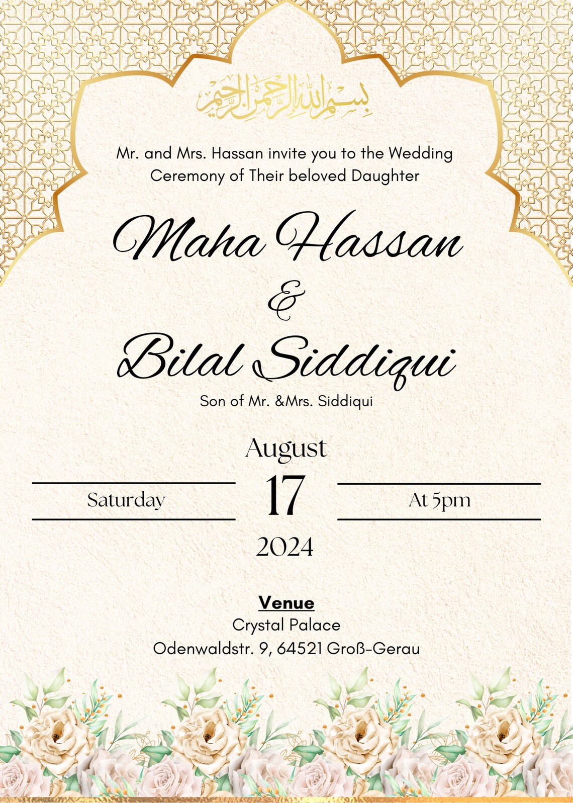 Wedding Card Template, Desi Wedding Card mehak, Digitial Invitation via ...