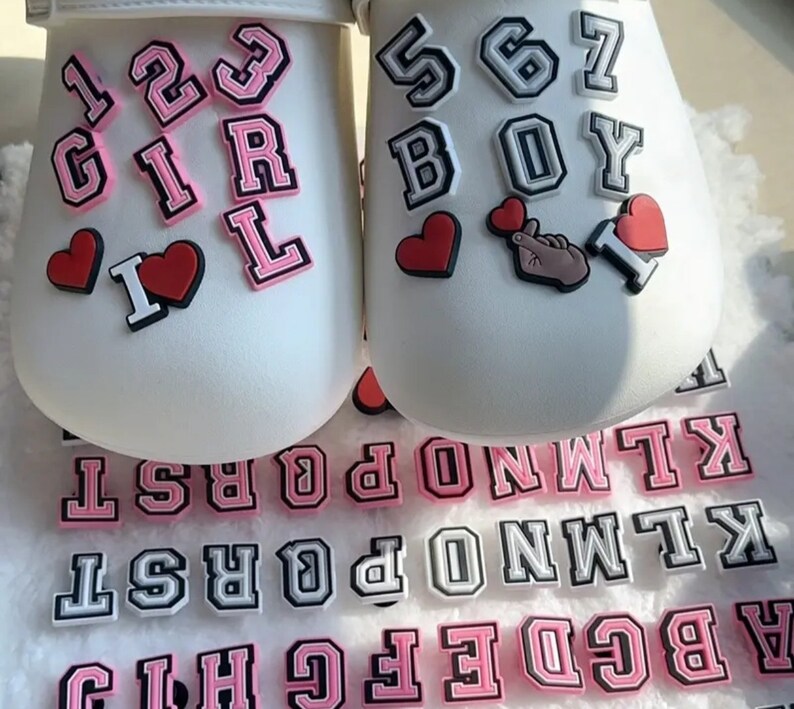 Pink Alphabet and Number Croc Charms / Shoe Charms - Etsy