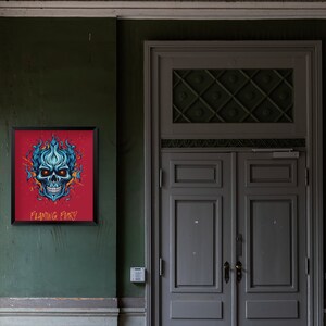 Poster, Flaming Fury, Fire Skulls, Wall Poster, Skulls Poster, Skulls ...