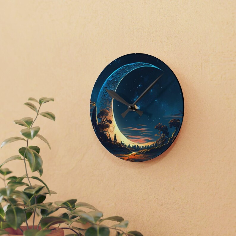Moon Wall Clock, Acrylic Wall Clock, Clock for Wall, Big Wall Clock ...