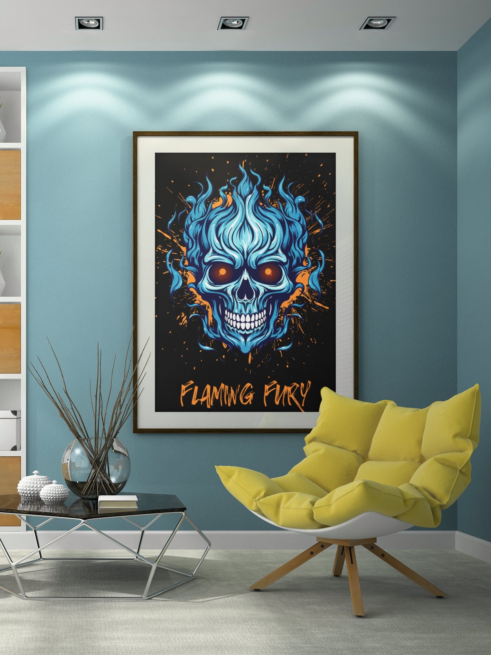 Poster, Flaming Fury, Fire Skulls, Wall Poster, Skulls Poster, Skulls ...