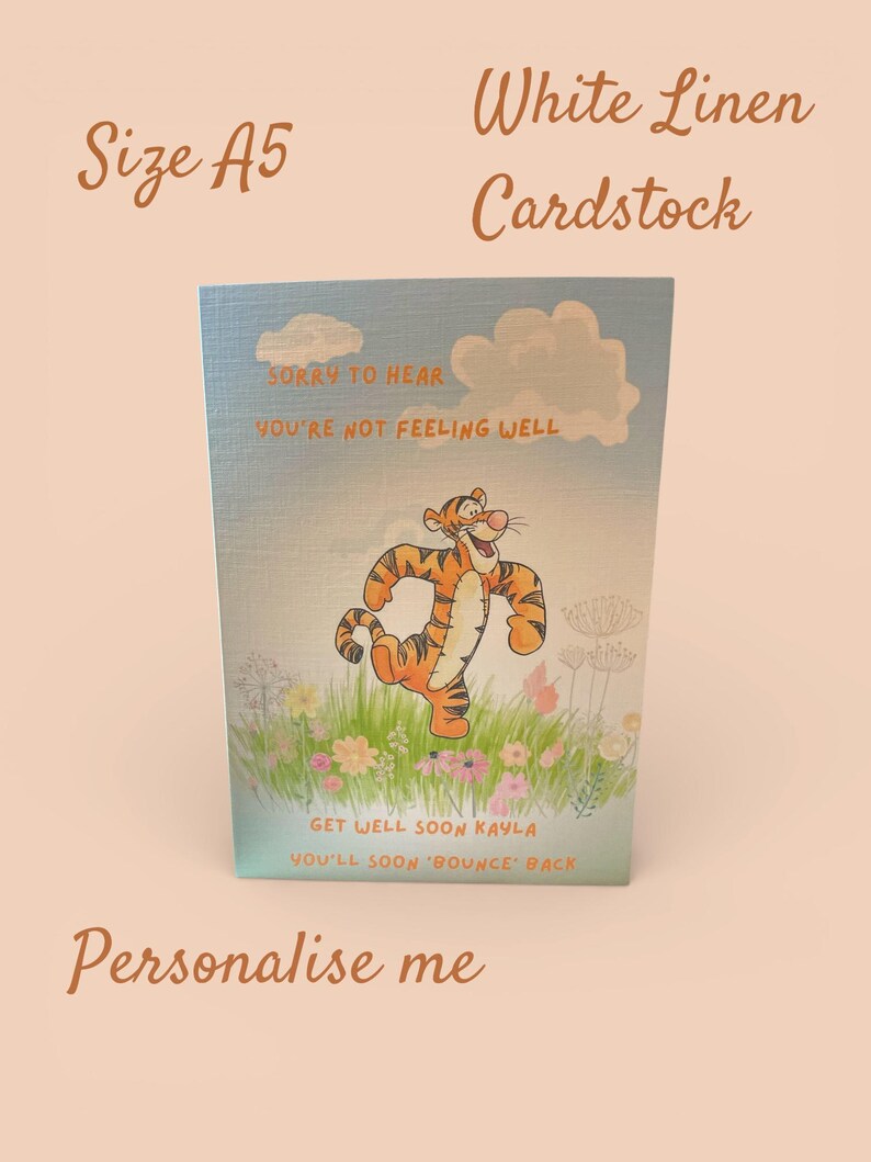 Handmade Tigger Get Well Soon A5 Card, You'll Bounce Back Card - Etsy UK