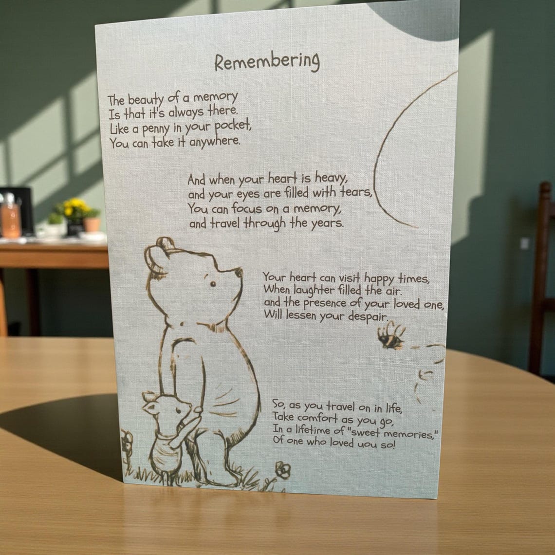 Winnie the Pooh Thinking of You Card; Remembering; Sending Hugs ...