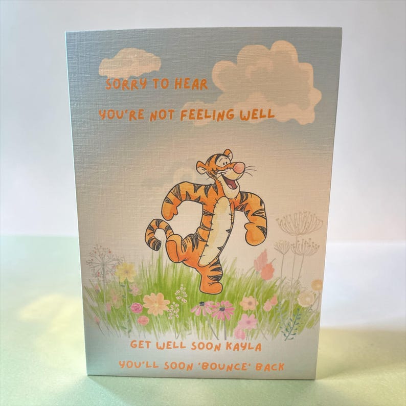 Handmade Tigger Get Well Soon A5 Card, You'll Bounce Back Card - Etsy UK