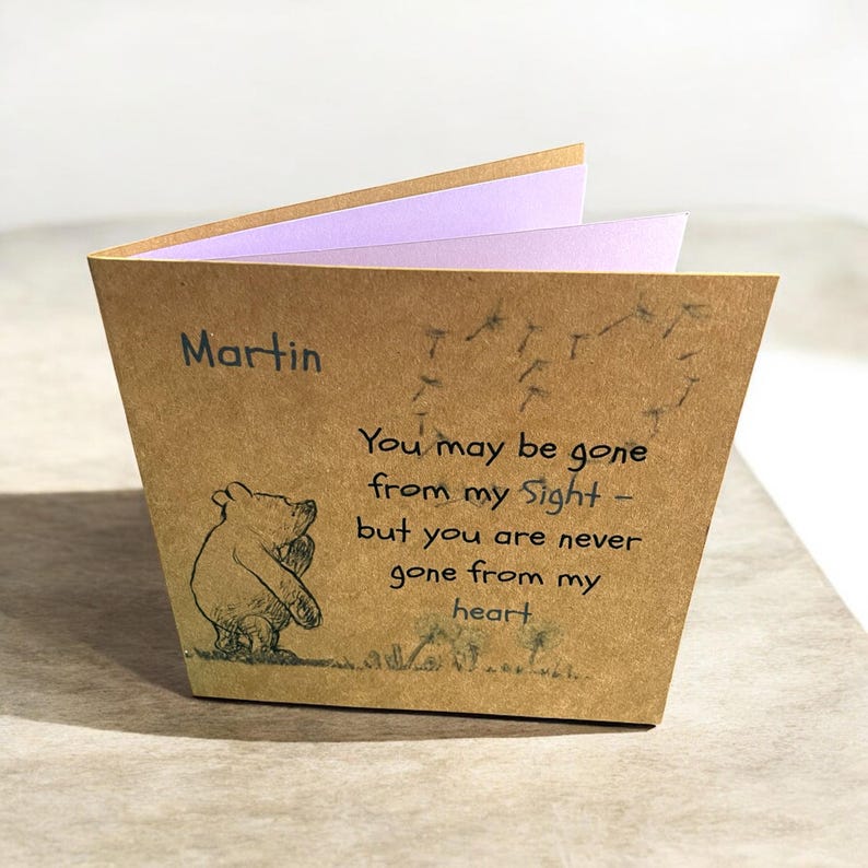 Winnie the Pooh Sympathy Card: You May Be Gone From My Sight;handmade ...