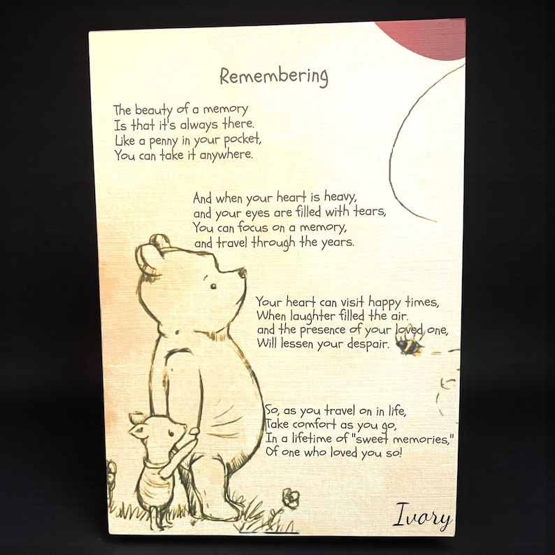 Winnie the Pooh Thinking of You Card; Remembering; Sending Hugs ...