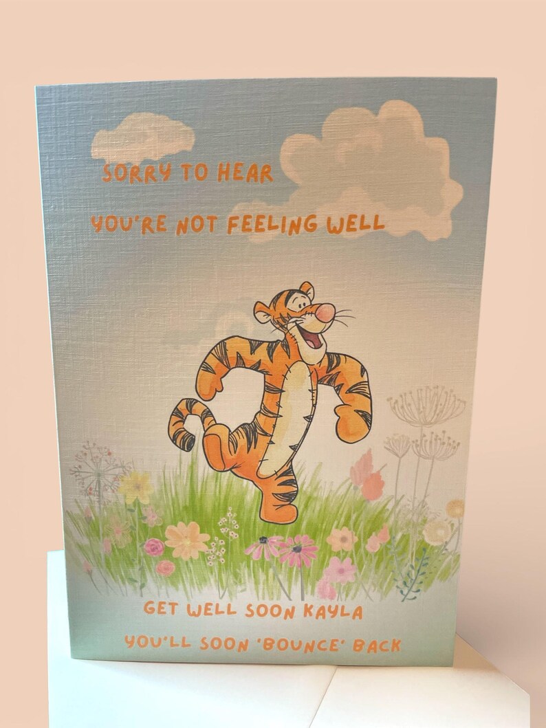 Handmade Tigger Get Well Soon A5 Card, You'll Bounce Back Card - Etsy UK