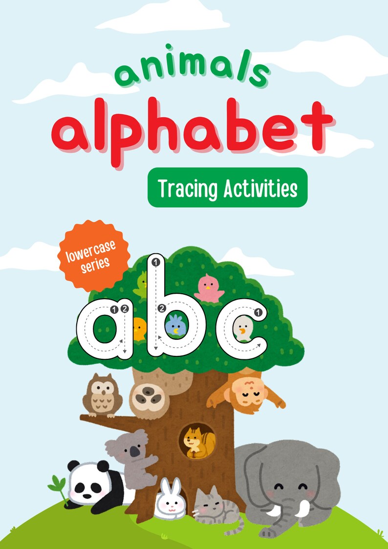 Animals Alphabet Lowercase Tracing Activities Workbook for Kids - Etsy